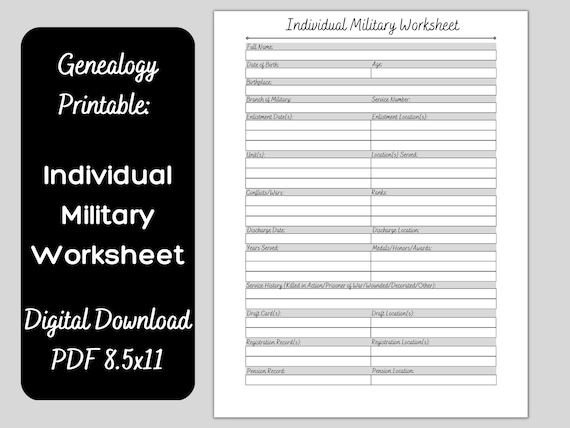 Individual Genealogy Worksheets Forms