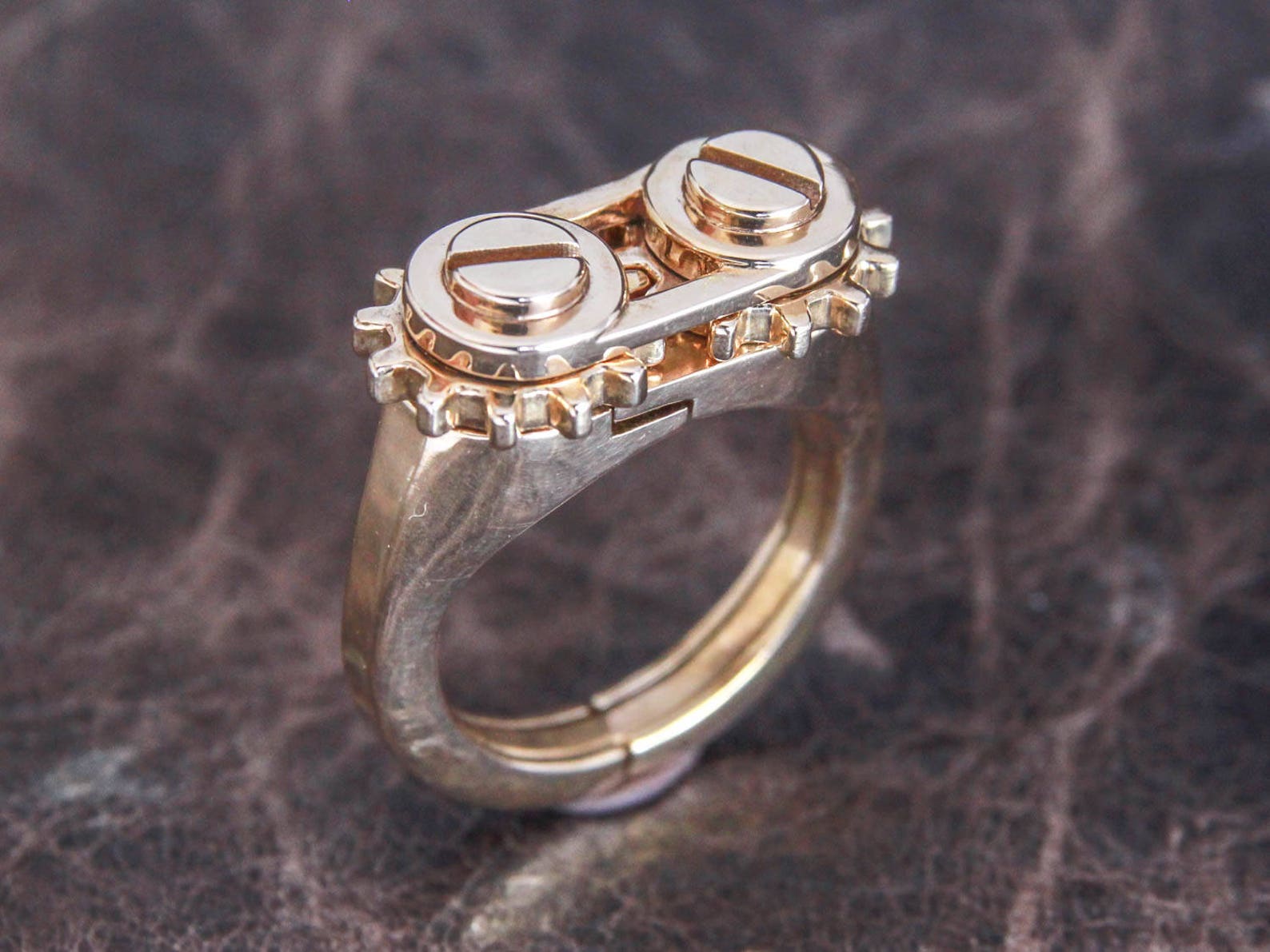 Moving Ring Two Gears Polished Bronze - Etsy 日本