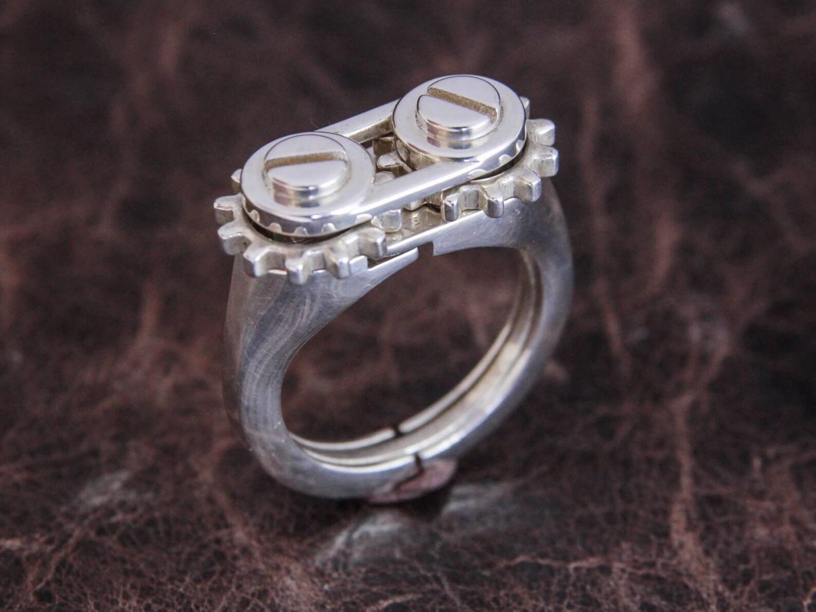 Moving Ring Two Gears Polished Silver - Etsy 日本