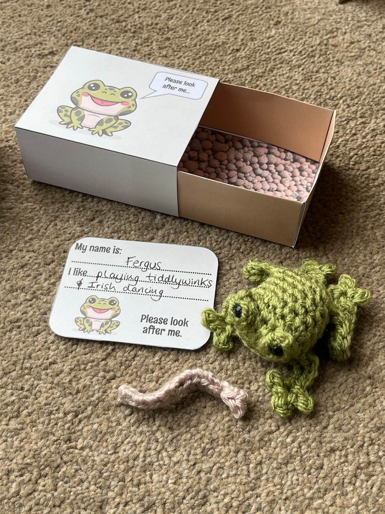 No-sew Matchbox Pet Frog Crochet Pattern, With Printable Box & Name ...