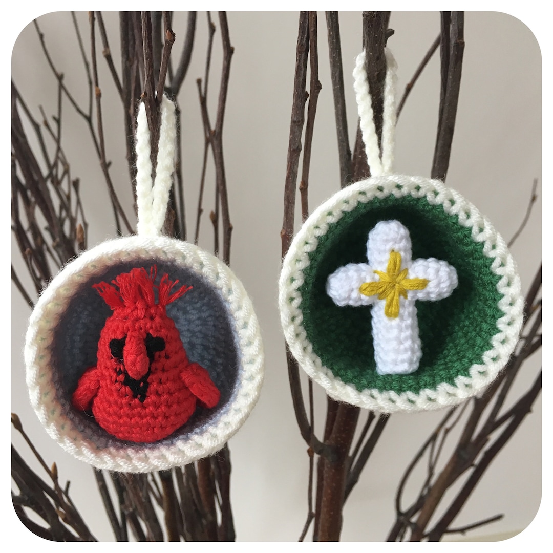 Christmas Bauble Ornaments, Cross & Cardinal Crochet Patterns - Etsy