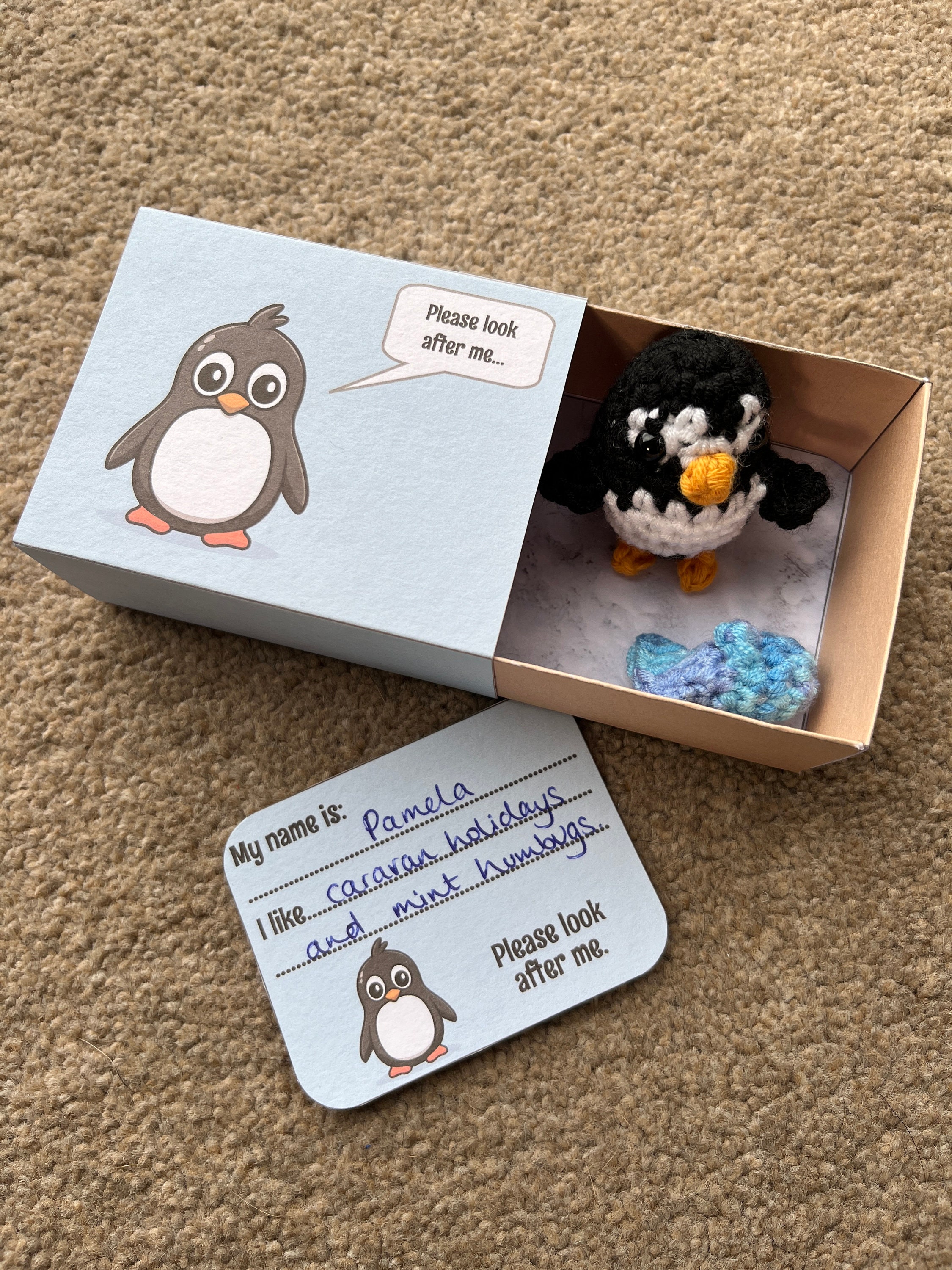 No-sew Matchbox Pet Penguin Crochet Pattern, With Printable Box & Name ...
