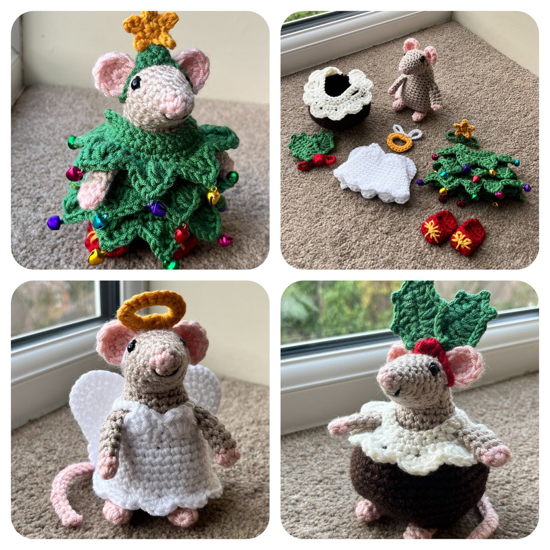 Christmas Mousefits, Tree, Angel & Pudding Outfits Crochet Pattern - Etsy