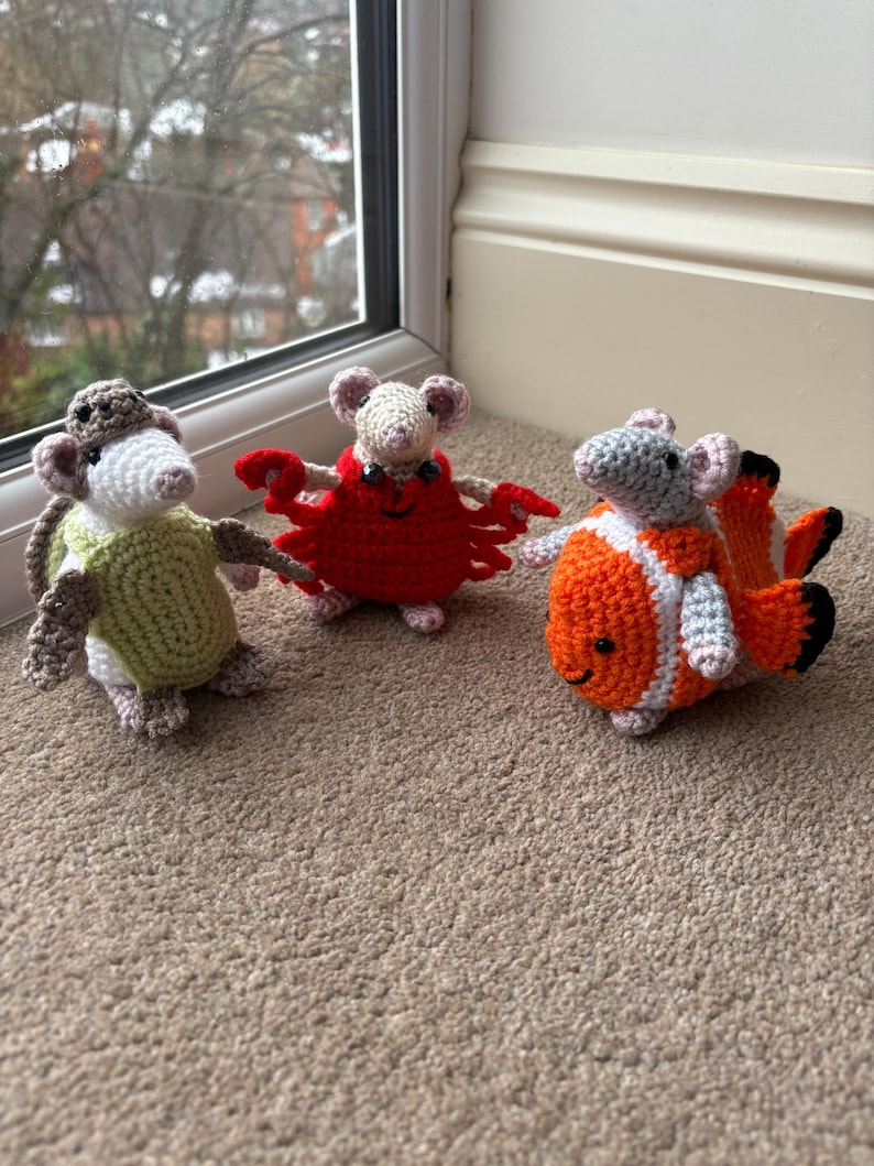 Sea Creature Mousefits, Crab, Clownfish & Turtle Costumes Crochet ...