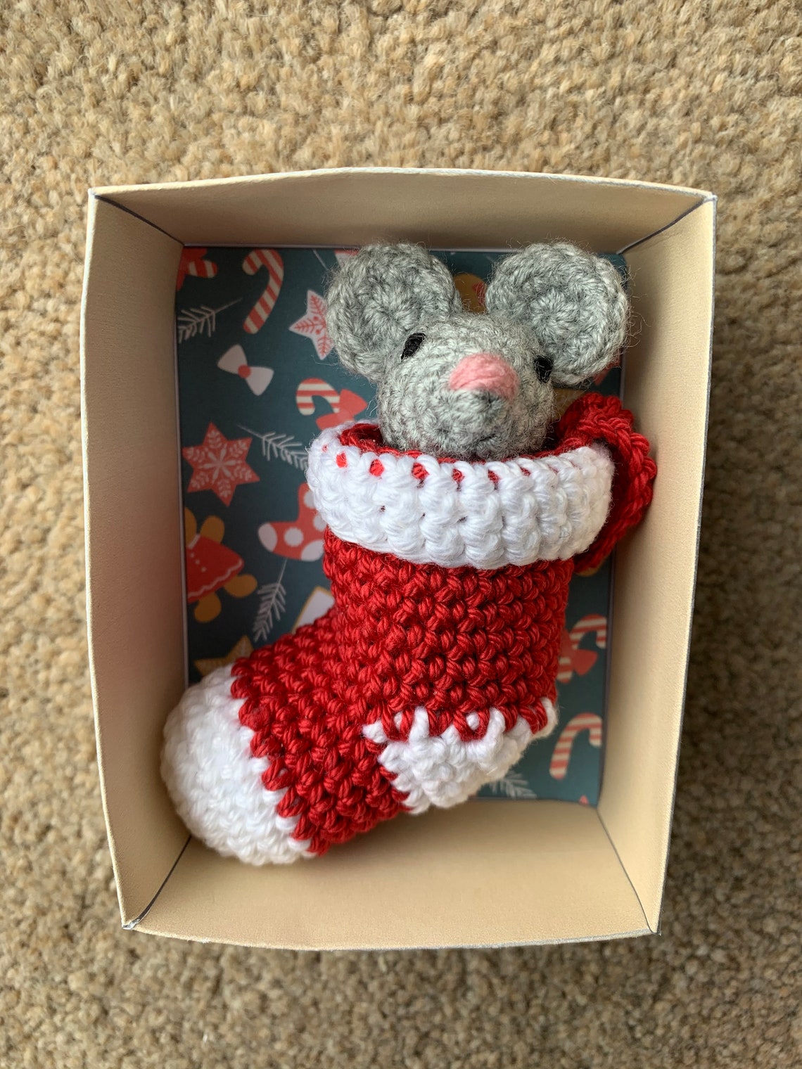 Matchbox Christmas Stocking Mouse Crochet Pattern | Etsy