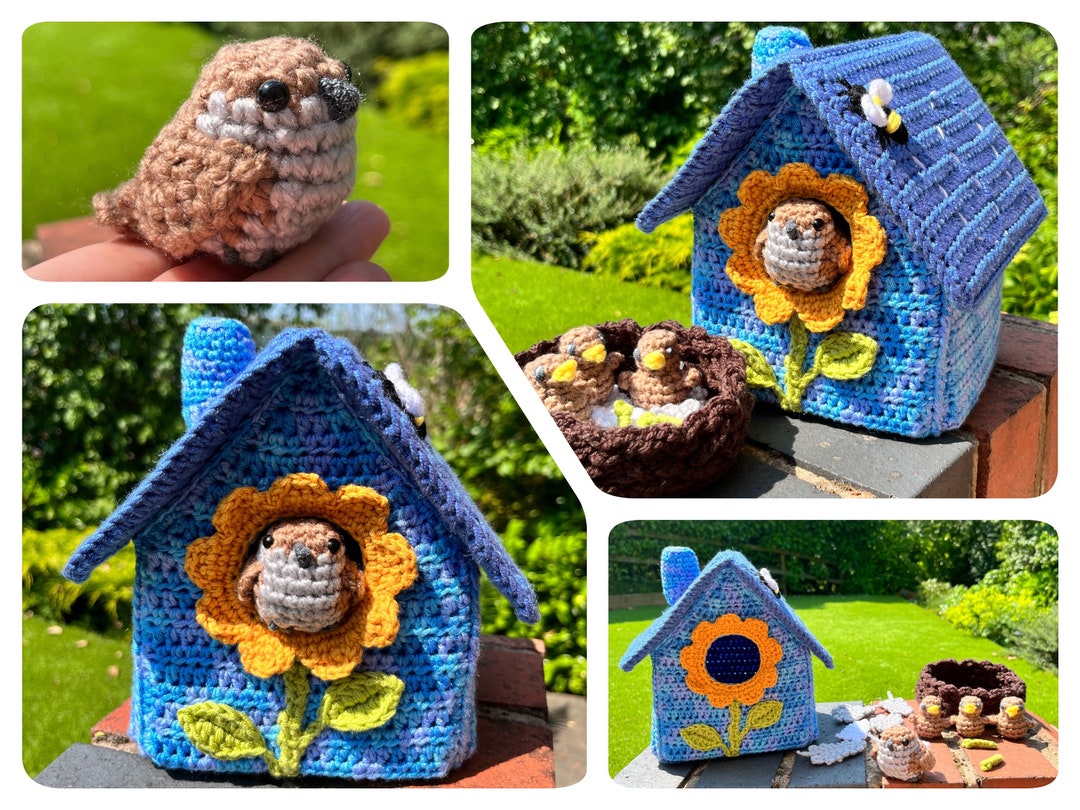 Sparrow and Chicks Birdhouse Crochet Pattern - Etsy