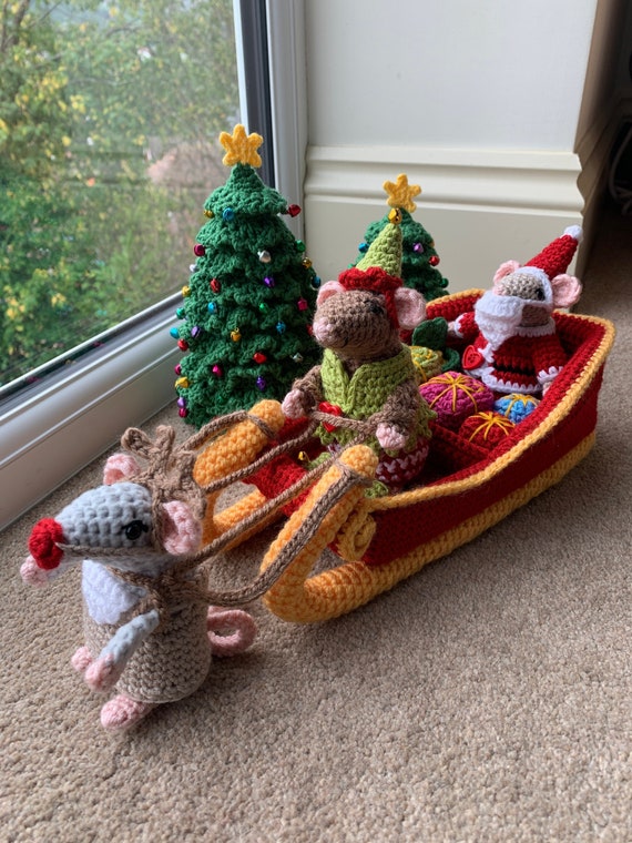 Christmas Mice Tree & Sleigh Crochet Pattern - Etsy