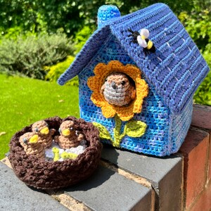 Sparrow and Chicks Birdhouse Crochet Pattern - Etsy