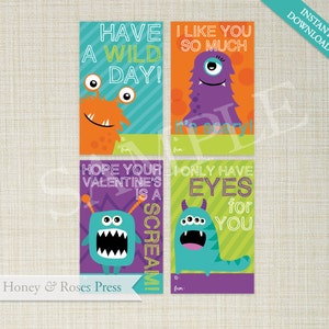 Printable Monster Valentine's Day Cards . Kids Valentines Cards ...