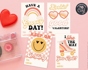 Printable Groovy Valentines Day Cards Classroom Kids - Etsy
