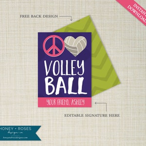 Editable Volleyball Valentine's Day Cards . Sports Valentines . Kids ...