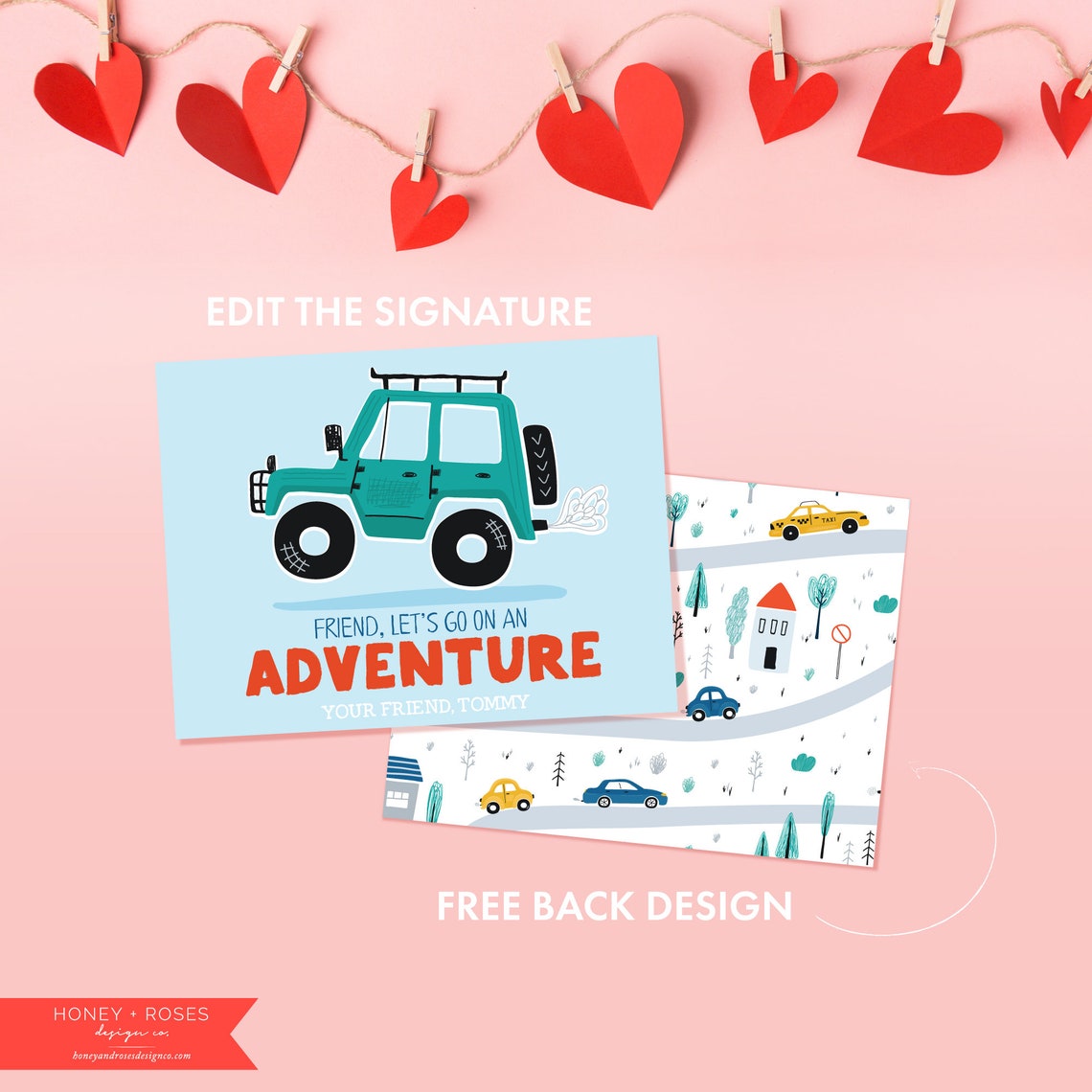 Editable Cars and Trucks Valentine's Day Classroom Cards | Etsy
