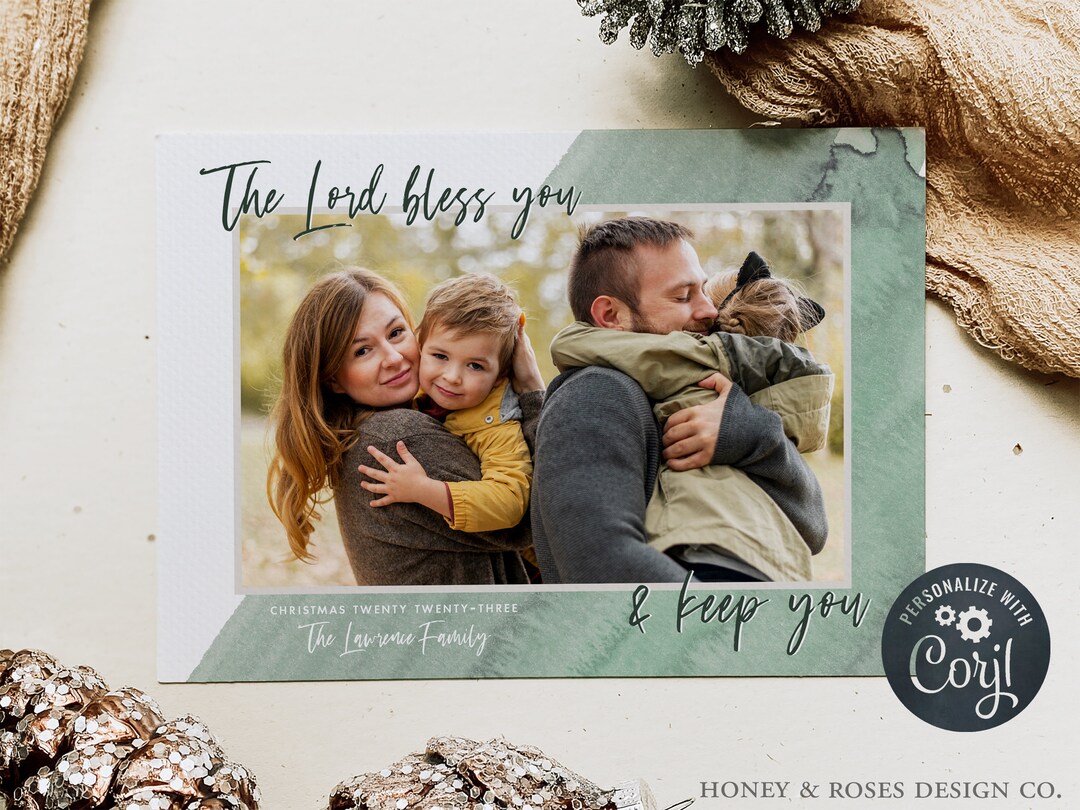 Editable Green Watercolor the Lord Bless You, and Keep You, Numbers 6 ...