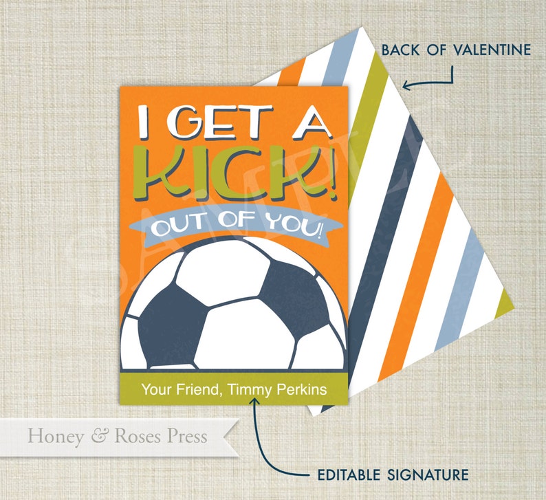 Soccer Valentine's Day Cards . Football Valentines . Kids Valentines ...