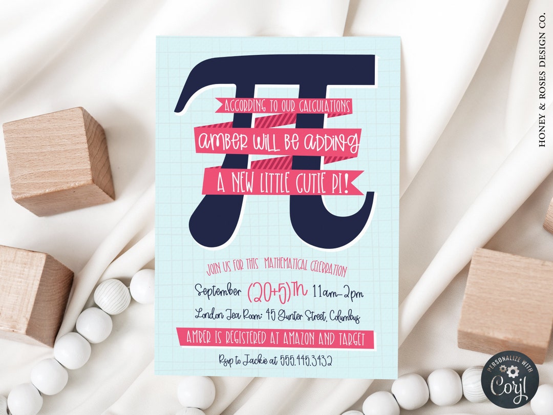 Editable Math Baby Shower Invitation for Cutie Pi Mathematics, Maths ...