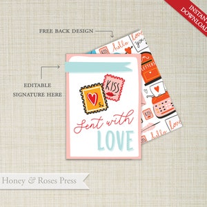 Love Letter Valentine's Day Cards . Printable Valentines . Instant ...