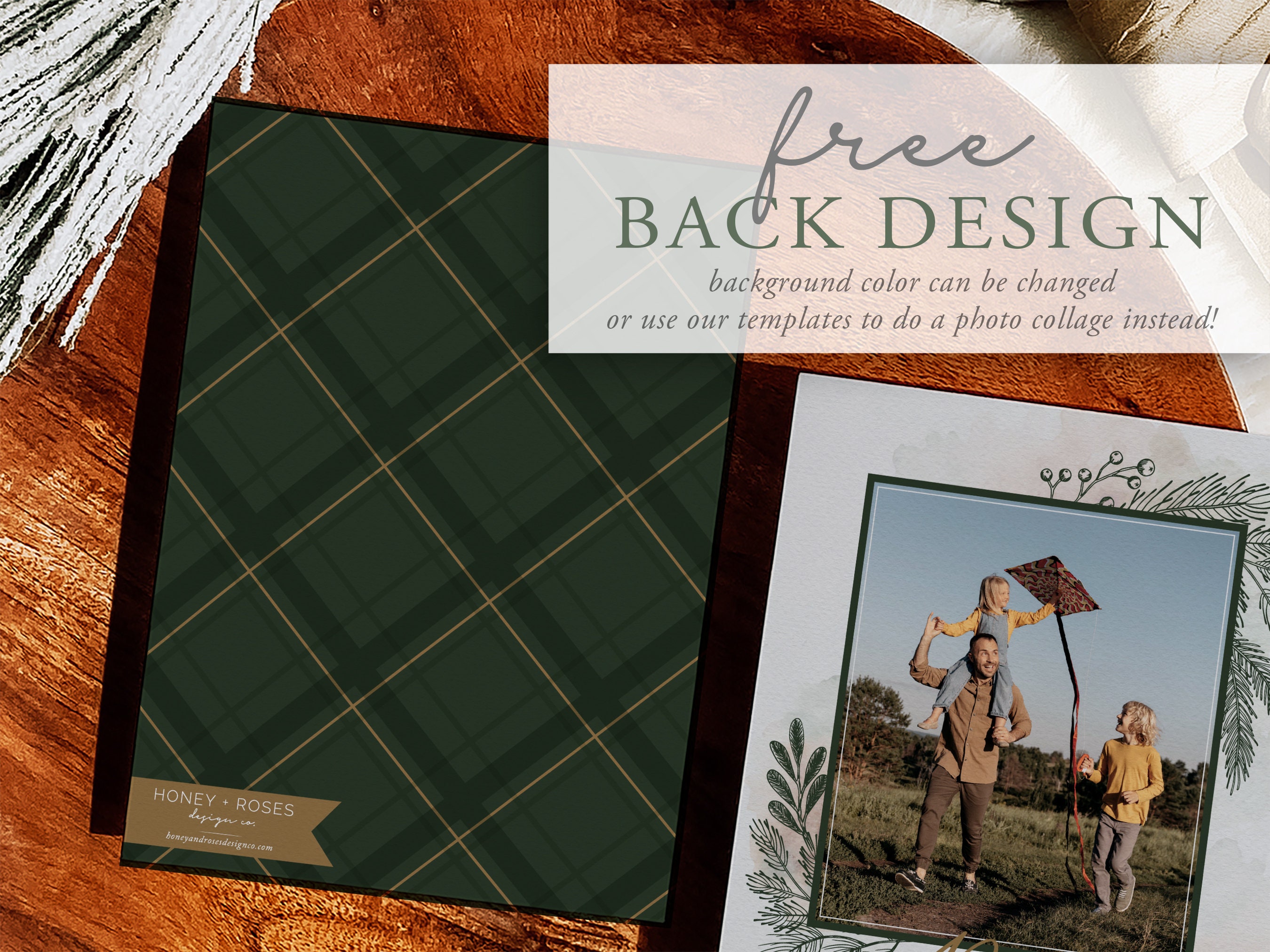 Editable Peace With Greenery and Gold Christmas Photo Card, Instant ...