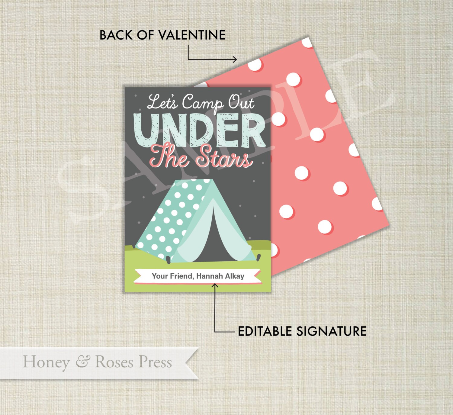 Camping Valentine's Day Cards . Camper Valentines . Kids - Etsy