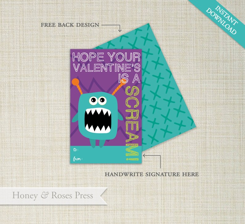 Printable Monster Valentine's Day Cards . Kids Valentines - Etsy