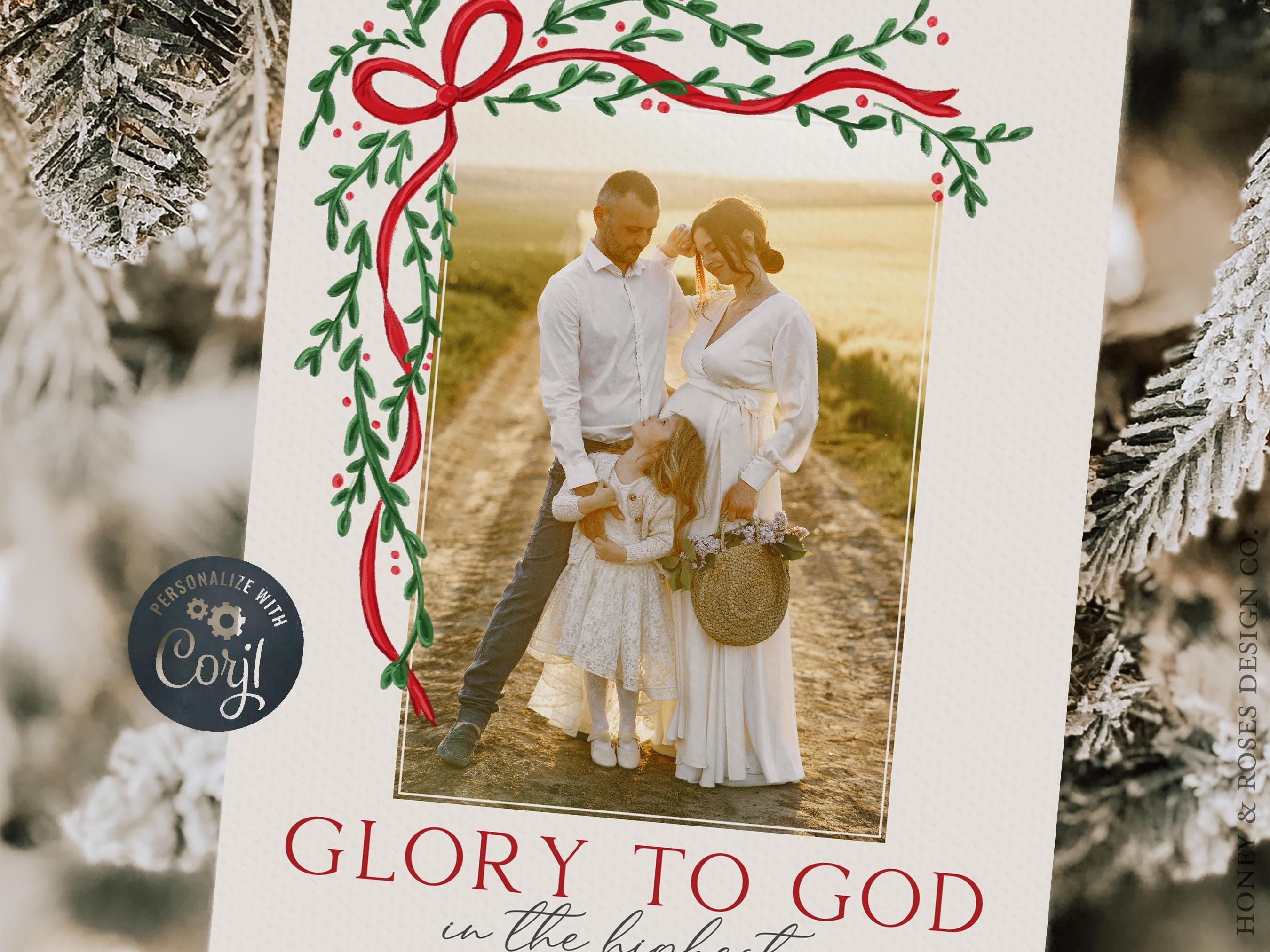 Editable Glory to God in the Highest, Vintage Bow and Garland ...