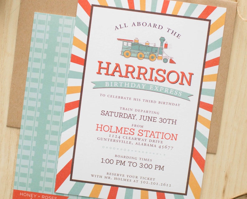 Editable Vintage Train Birthday Invitation Instant Download - Etsy