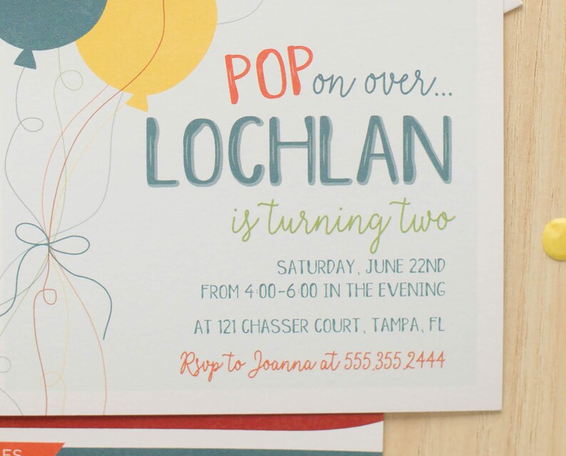 Editable Pop on Over Balloon Birthday Invitation Instant | Etsy