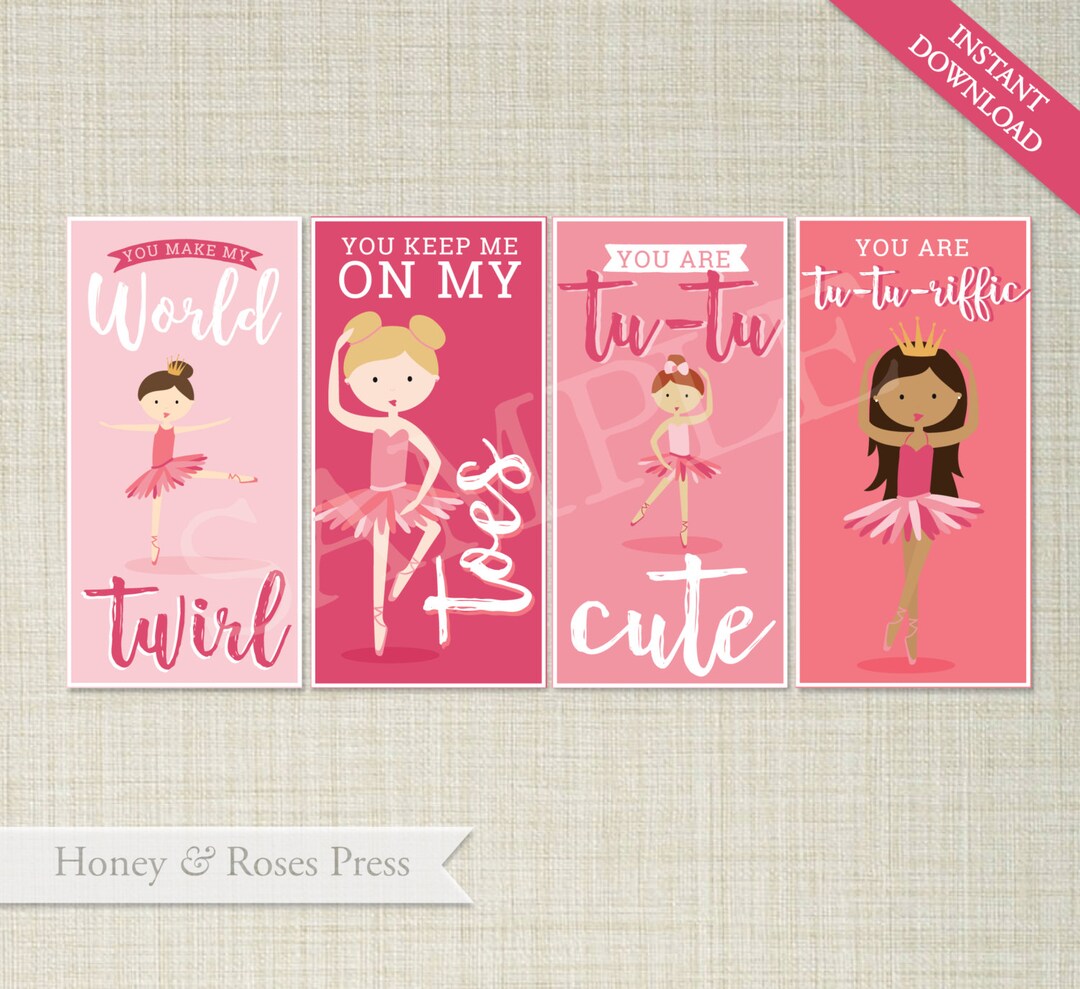 Printable Ballet Valentine's Day Cards . Kids Valentines Cards ...