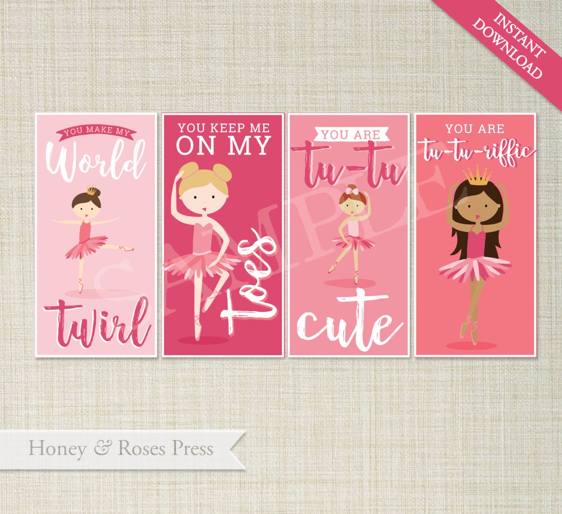 Printable Ballet Valentine's Day Cards . Kids Valentines - Etsy
