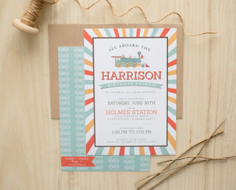 Editable Vintage Train Birthday Invitation Instant Download - Etsy
