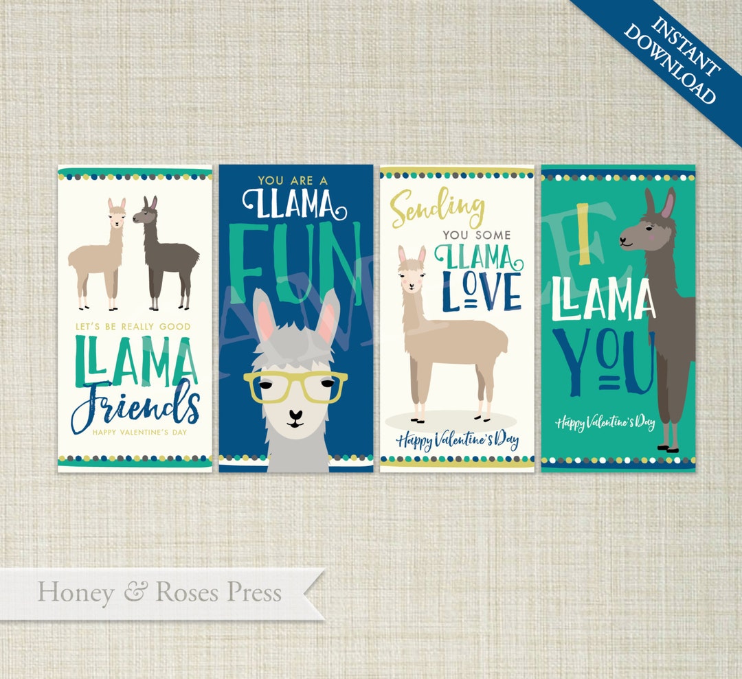 Printable Llama Valentine's Day Cards . Kids Valentines Cards ...