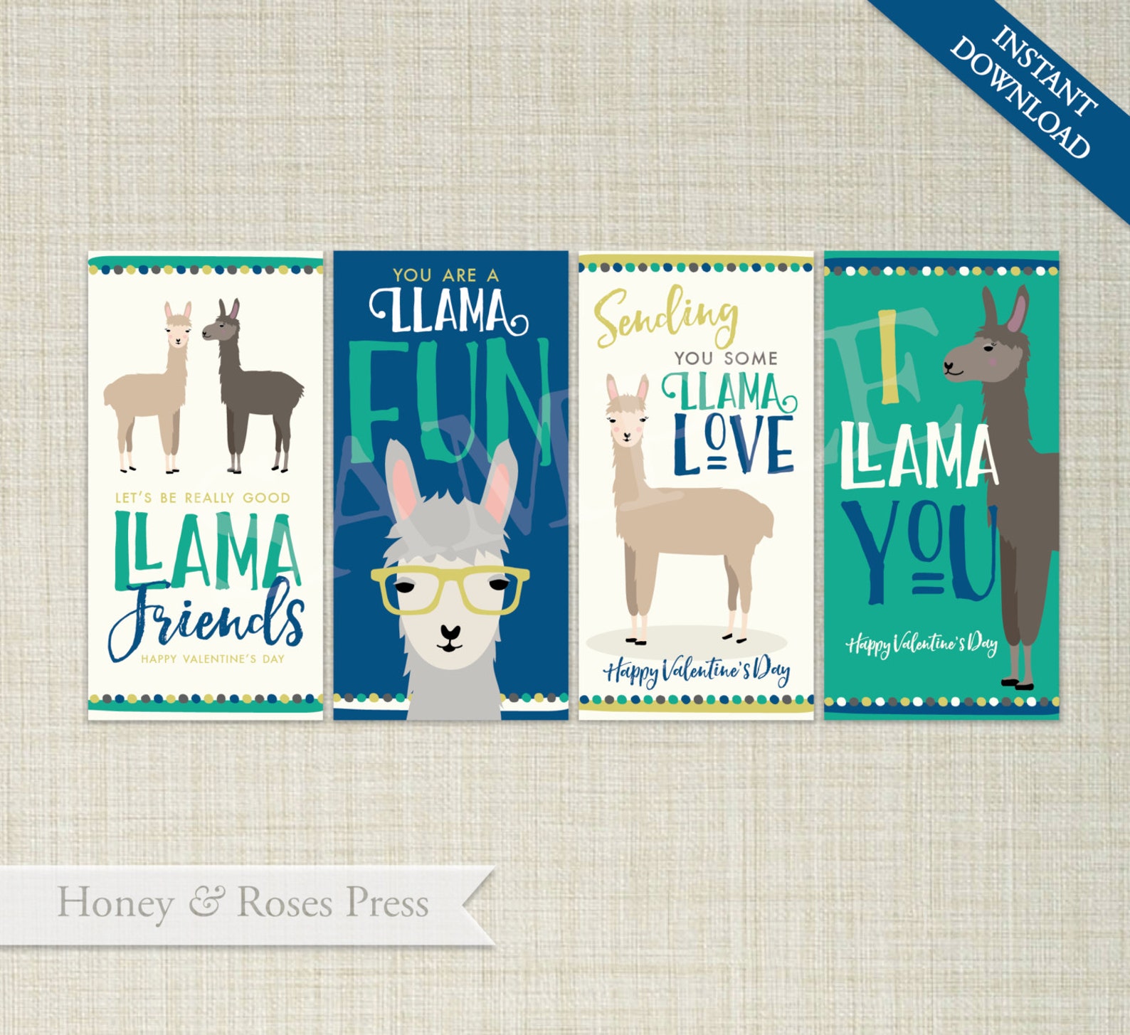 Printable Llama Valentine's Day Cards . Kids Valentines - Etsy