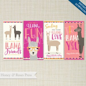 Printable Llama Valentine's Day Cards . Kids Valentines Cards ...