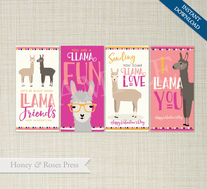 Printable Llama Valentine's Day Cards . Kids Valentines - Etsy
