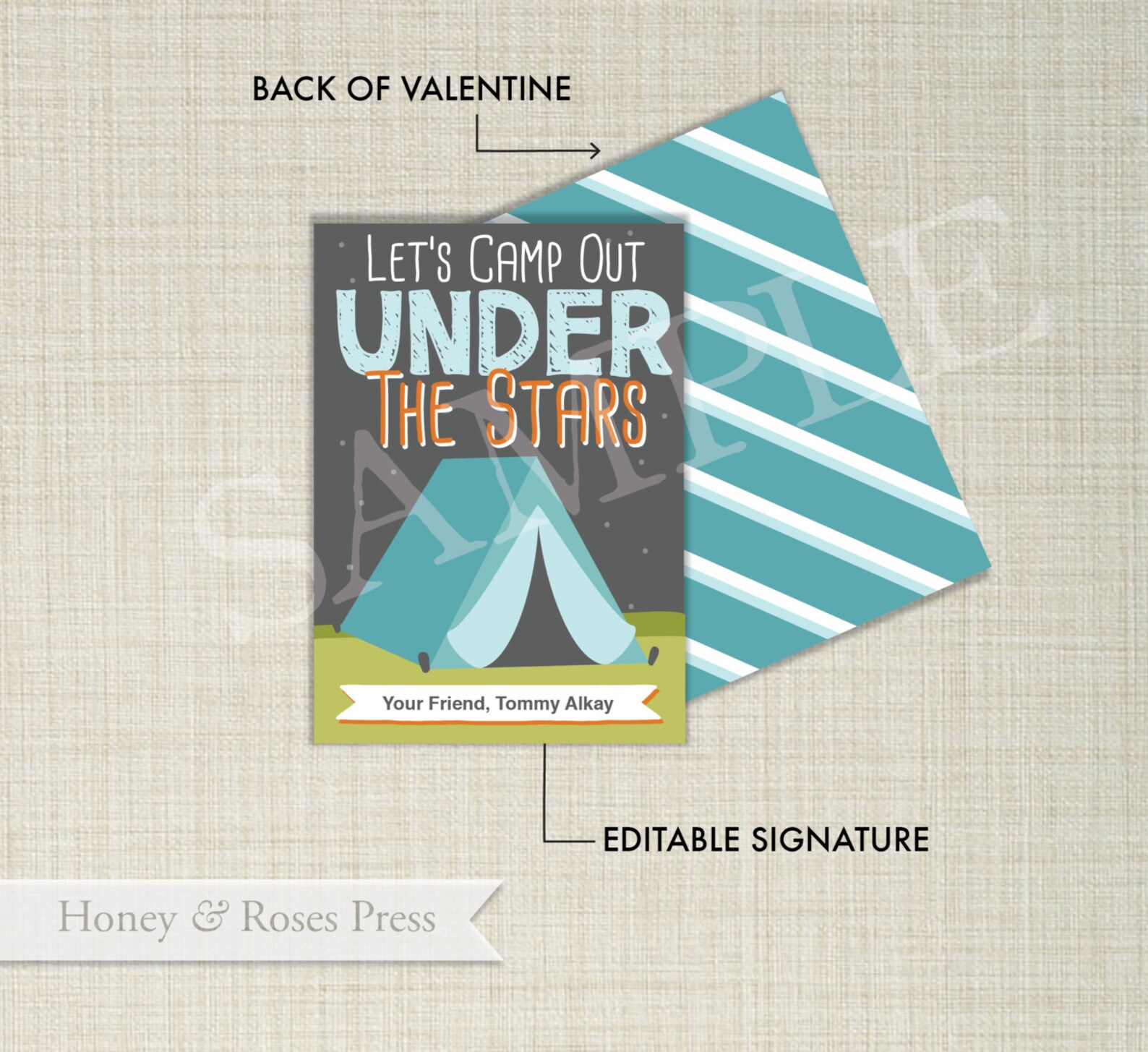 Camping Valentine's Day Cards . Camper Valentines . Kids - Etsy