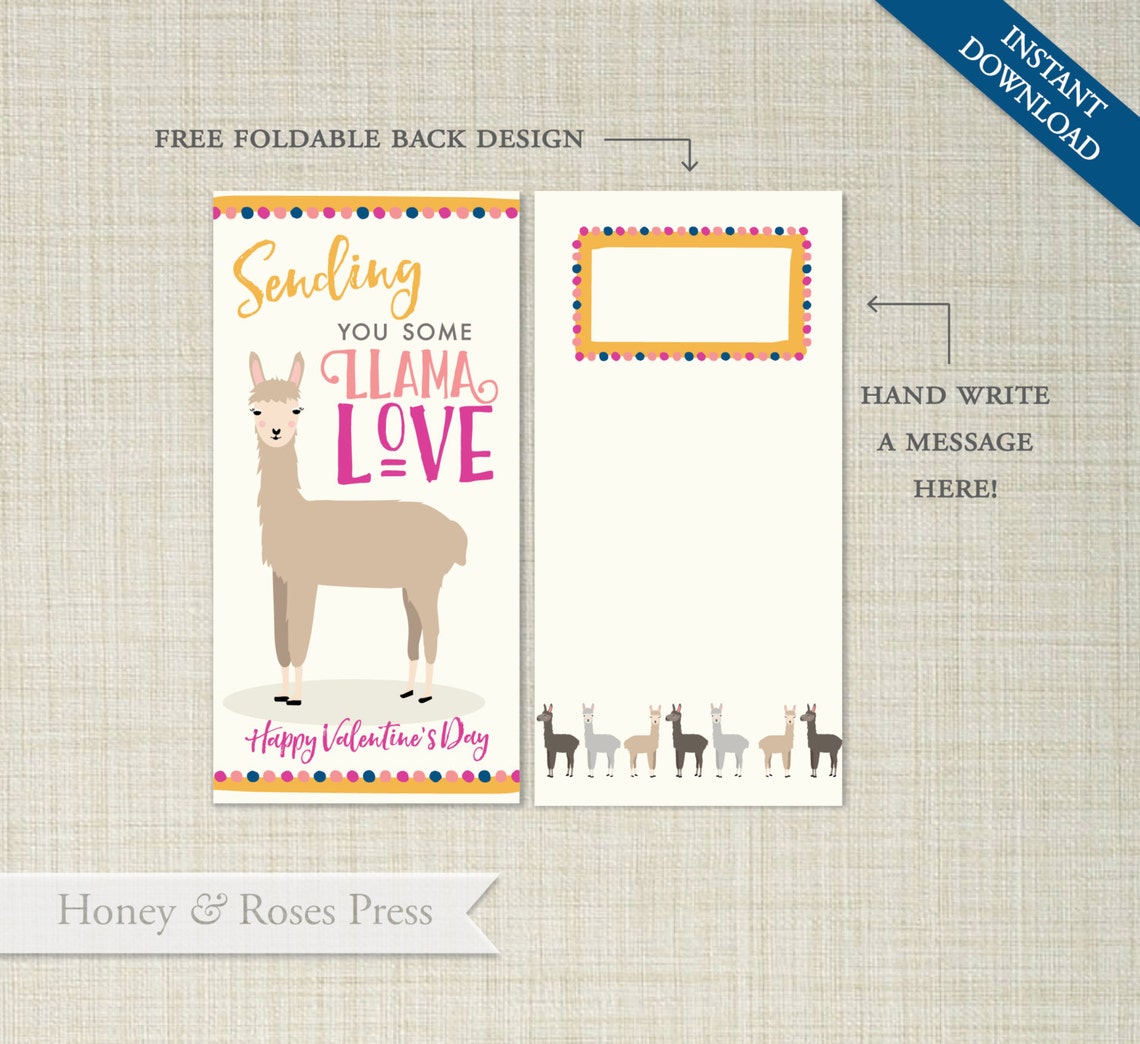 Printable Llama Valentine's Day Cards . Kids Valentines - Etsy