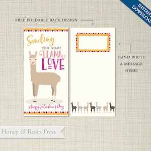 Printable Llama Valentine's Day Cards . Kids Valentines Cards ...