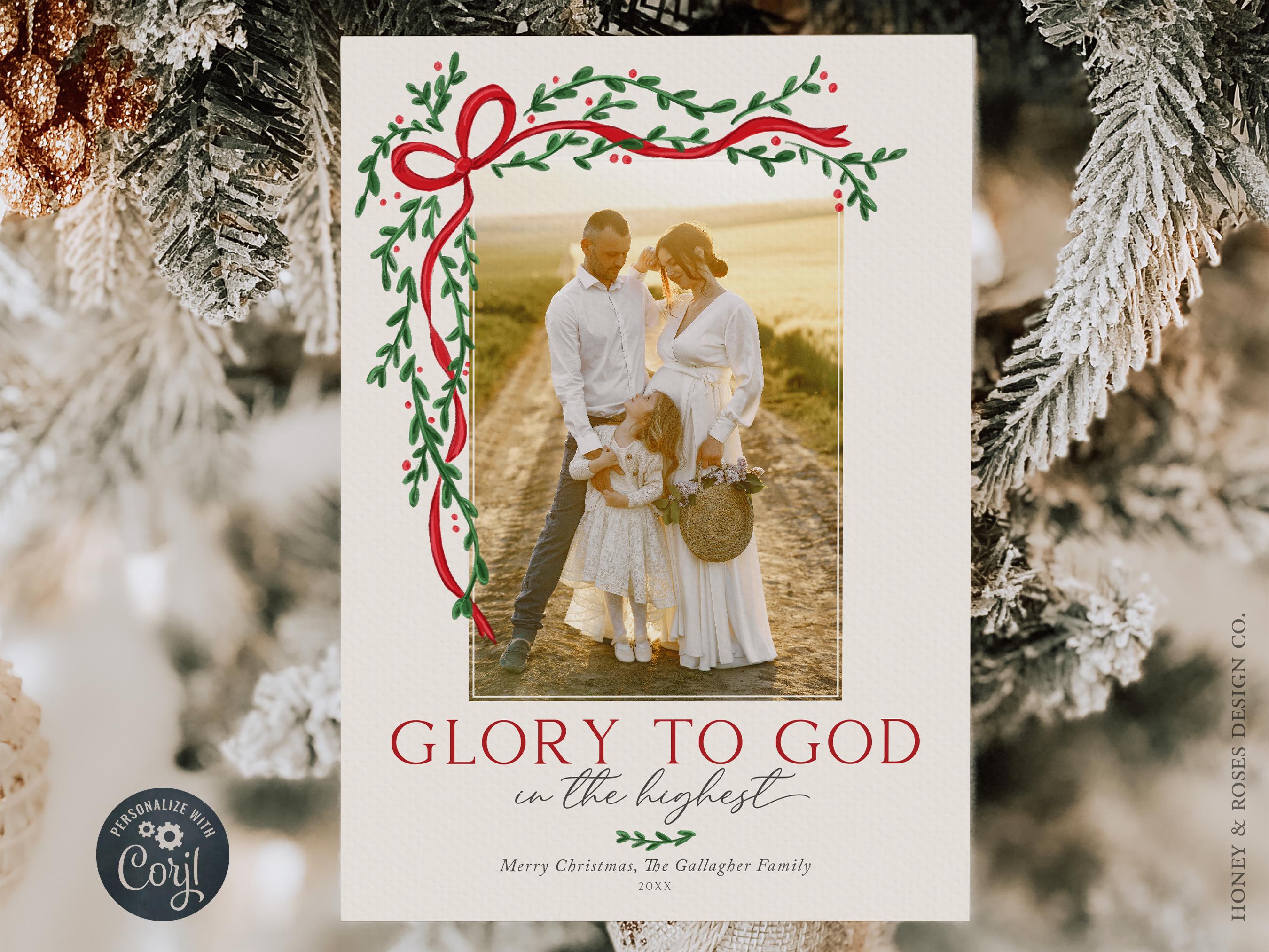Editable Glory to God in the Highest, Vintage Bow and Garland ...
