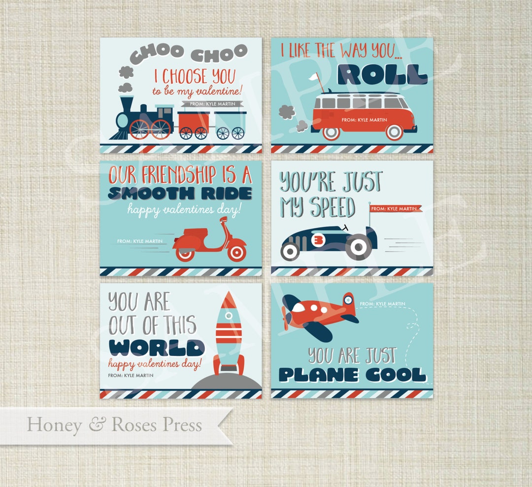 Trains, Planes & Automobiles Valentine's Day Cards . Transportation ...