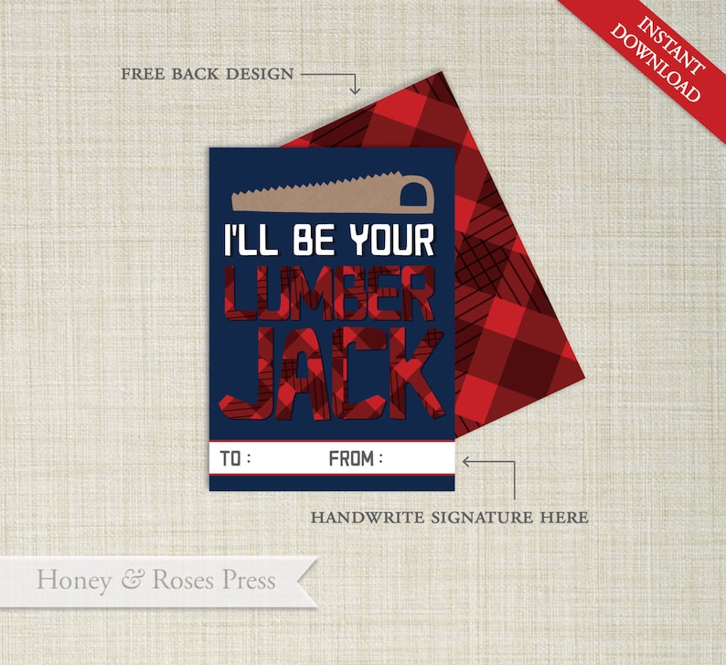 Lumberjack Valentine's Day Cards Kraft . Kids Valentines - Etsy