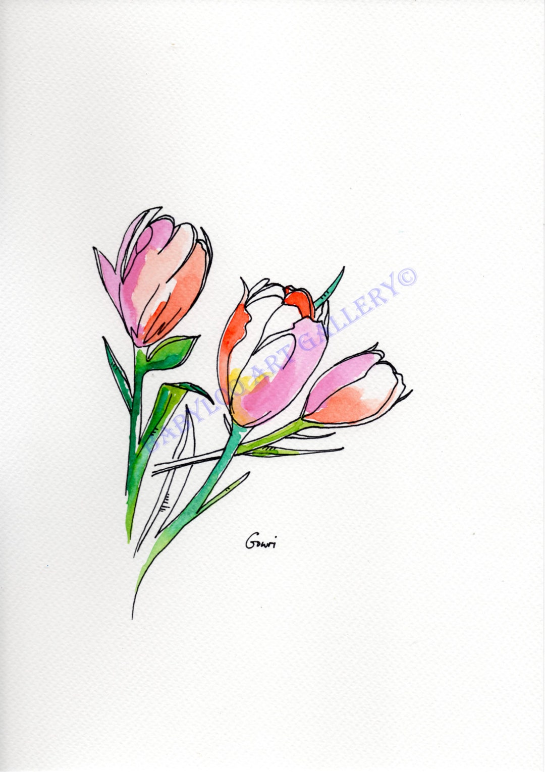 Tulips - Ink Drawing - Etsy