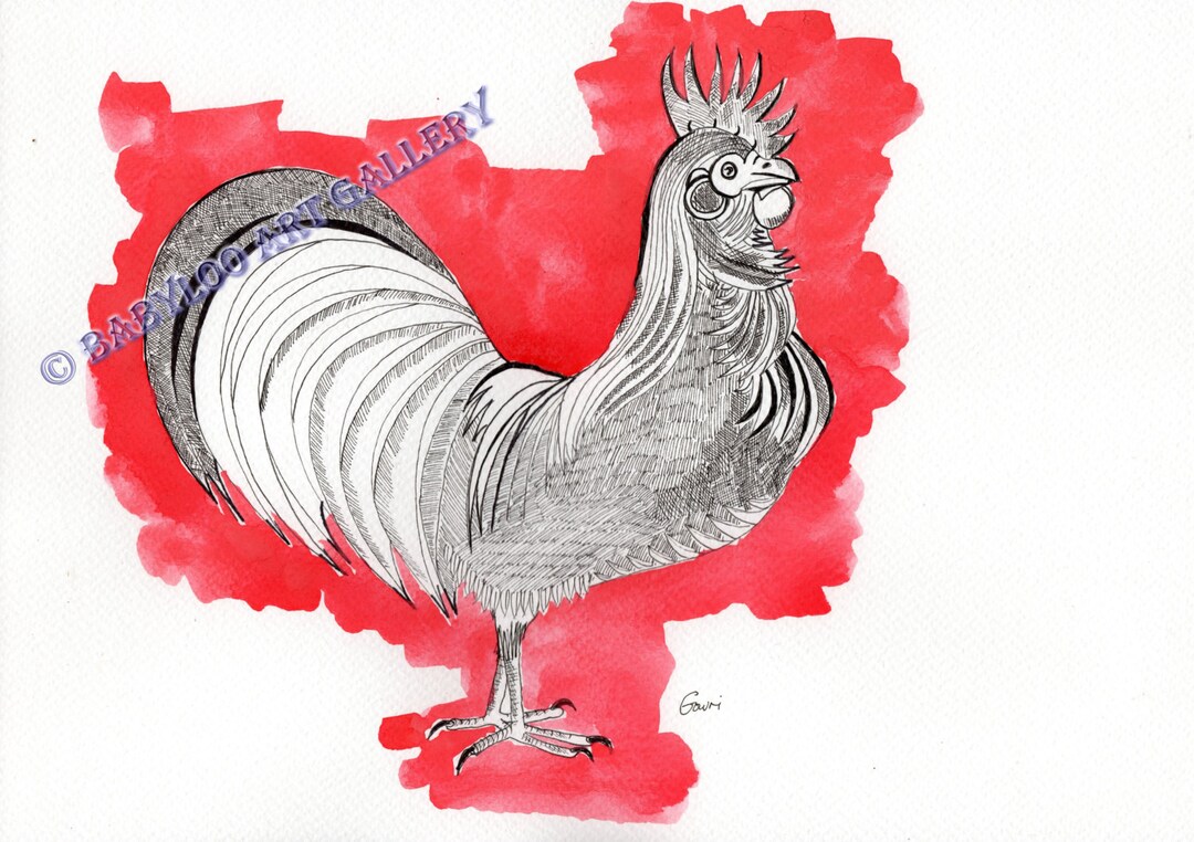 Rooster - Ink Drawing - Etsy