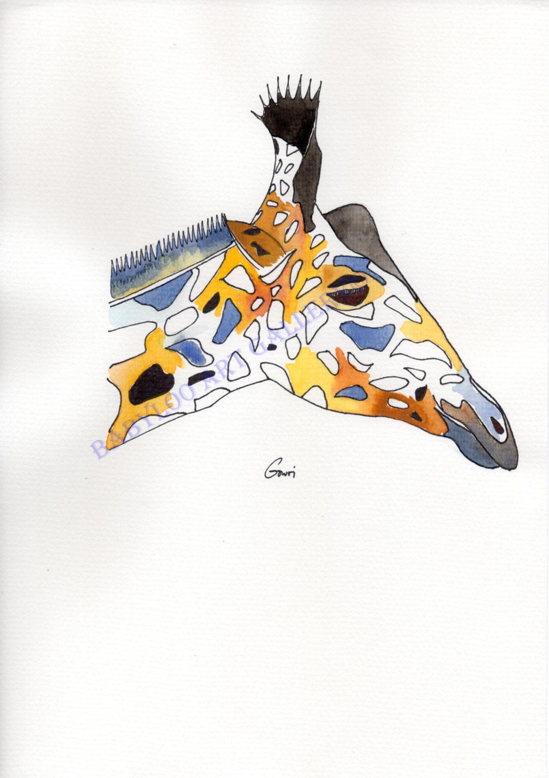 Giraffe - Ink Drawing - Etsy