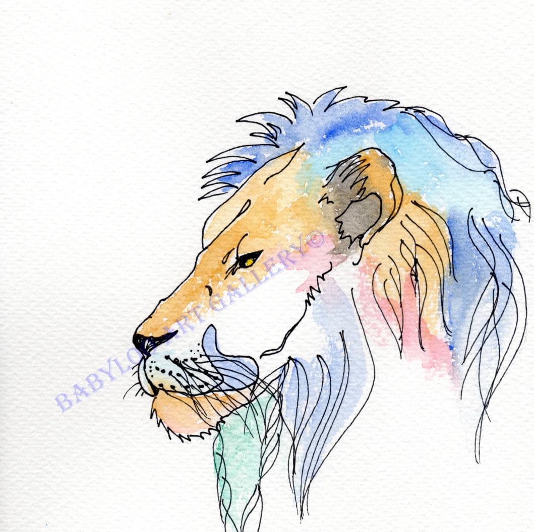 Lion - Ink Drawing - Etsy