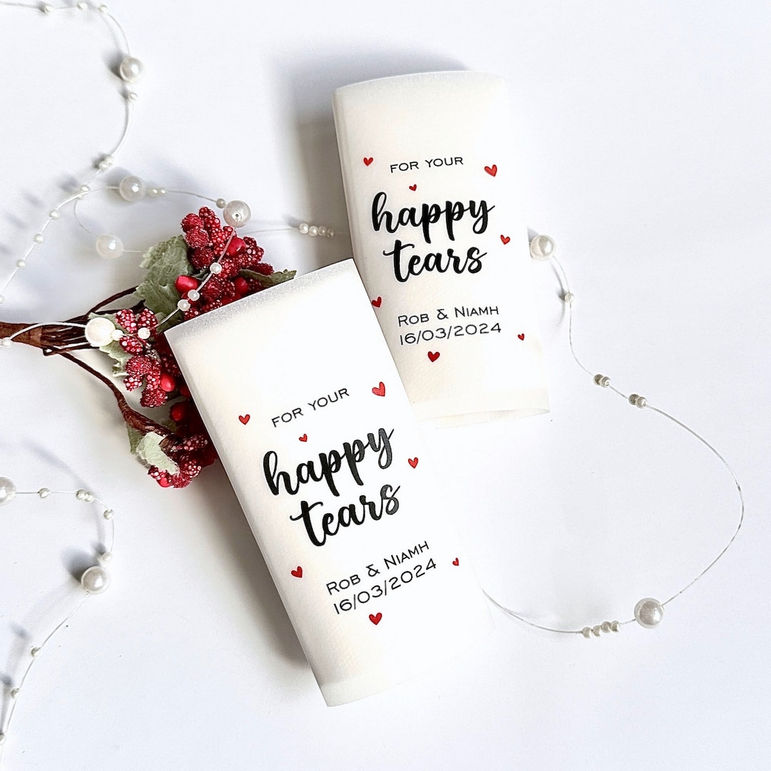 Happy Tears Tissues Packs for Wedding Tissues Packets, Wedding Favors ...
