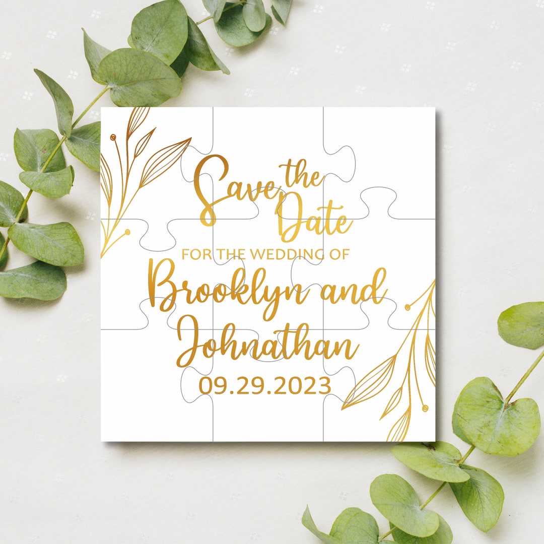 Modern Minimalist Save the Date Invites, Gold Foiled Invites, Modern ...