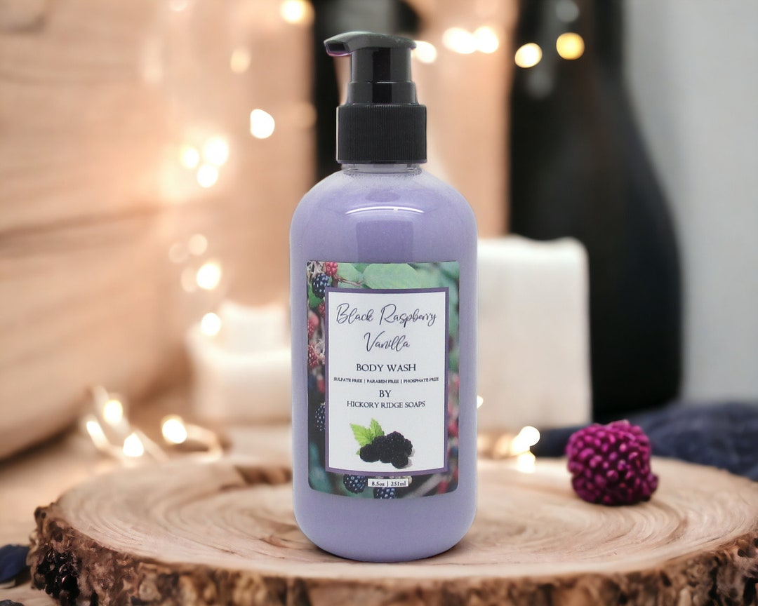 Black Raspberry Vanilla Body Wash, Bath Gel , Bubble Bath, Hair and ...