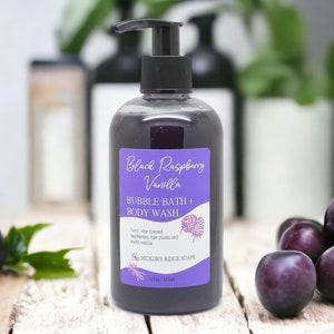 Black Raspberry Vanilla Body Wash, Bath Gel , Bubble Bath, Hair and ...