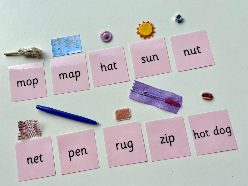 Montessori Pink Box Objects & Cards CVC Words Phonics Home | Etsy