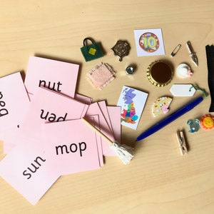 Montessori Pink Box Objects & Cards CVC Words Phonics Home | Etsy