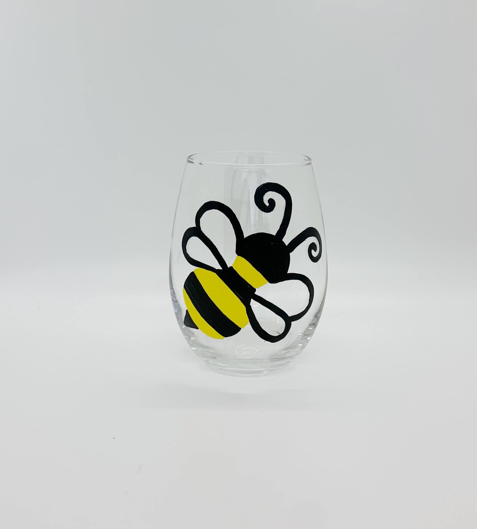 Bumble Bee Wine Glass// Spring Wine Glass // Hand Painted Stemless Wine ...